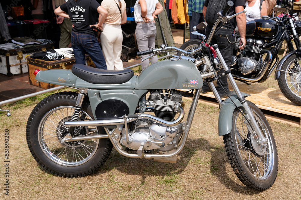 triumph Rickman Metisse desert racer logo brand and text sign on race ...