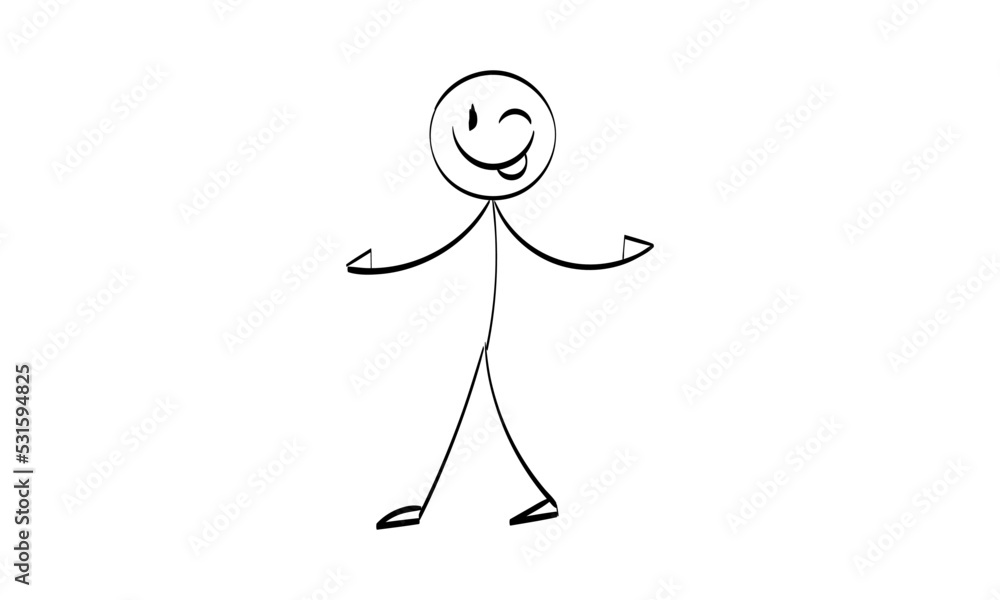 Vector Stickman Character illustration. Sketch stick figure isolated ...