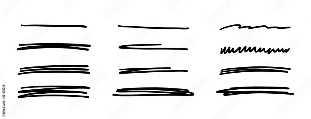 Hand drawn scribble lines. Doodle marker line stripes collection. Swift crossed and wavy ...