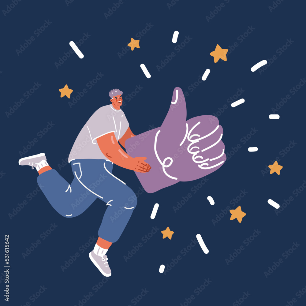 Cartoon vector illustration of Happy man giving thumbs up Stock Vector ...
