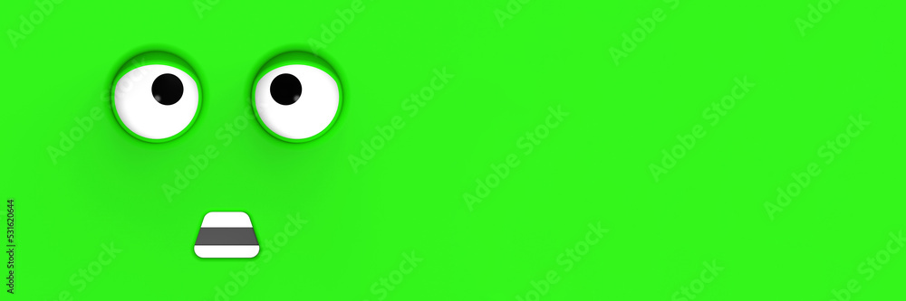 Green face of cute character. Cute face. stupid face. emotion surprise ...