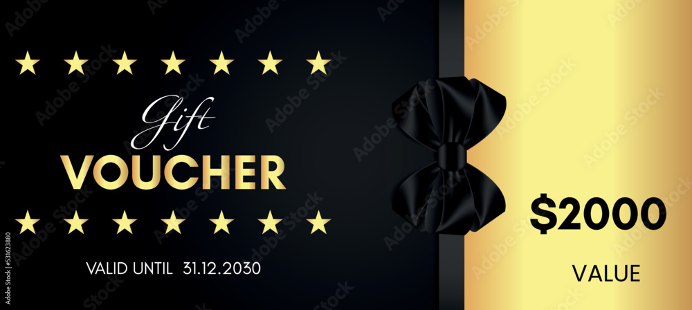 Vecteur Stock 2000 Dollar value gift voucher template design with black ...