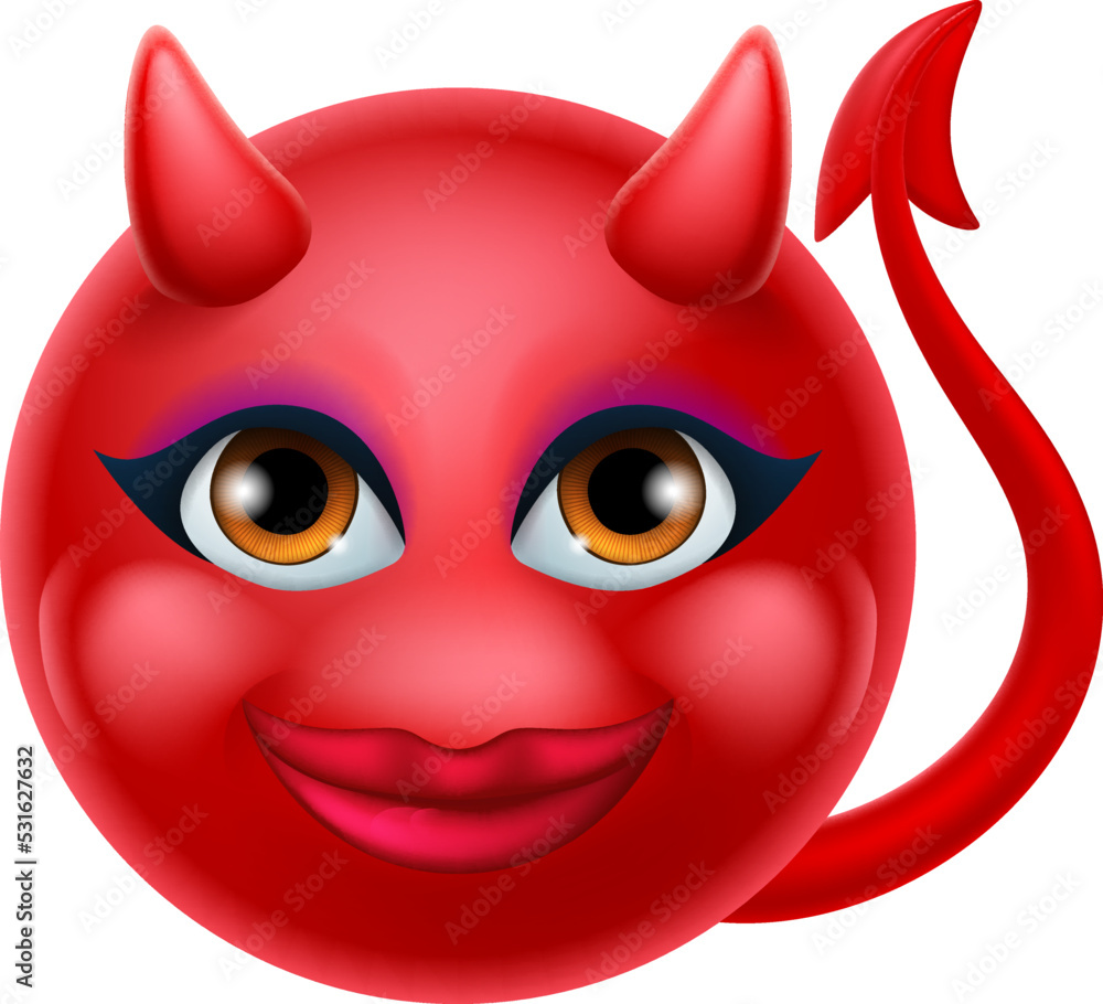 A red devil or satan emoji emoticon female woman face cartoon icon ...
