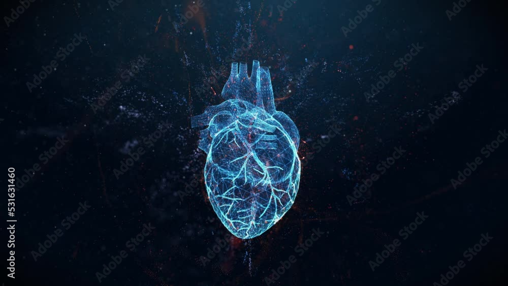 3d Hologram of Human Heart Surrounded By Energy Flows In A Futuristic ...