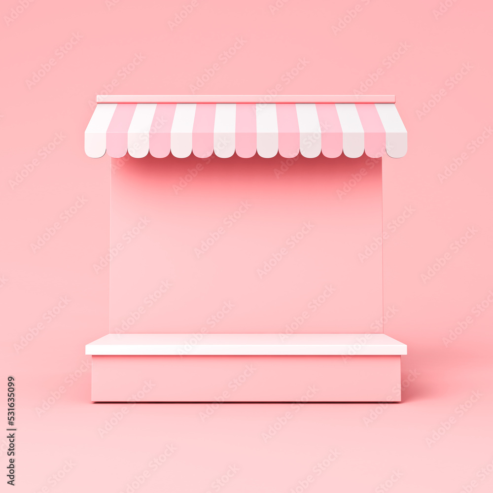 Kiosk stand exhibition booth store with product shelf or blank display ...