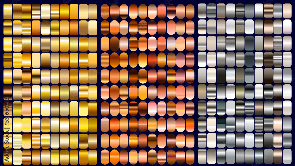 Gold, silver, bronze gradients Stock Vector | Adobe Stock