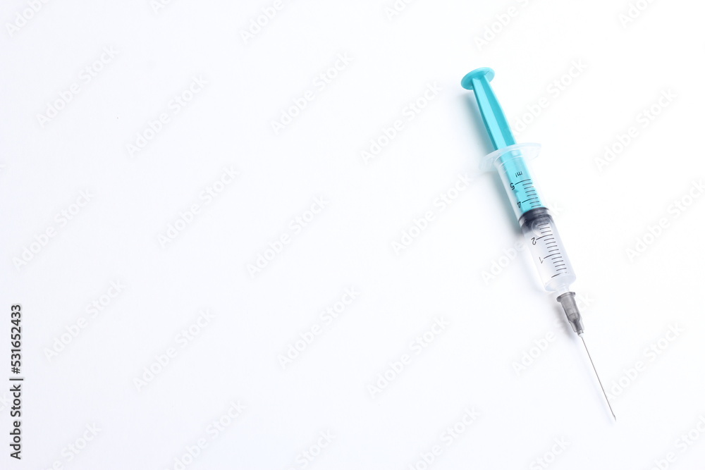 Medical syringe on a white background. A syringe for injection. The ...