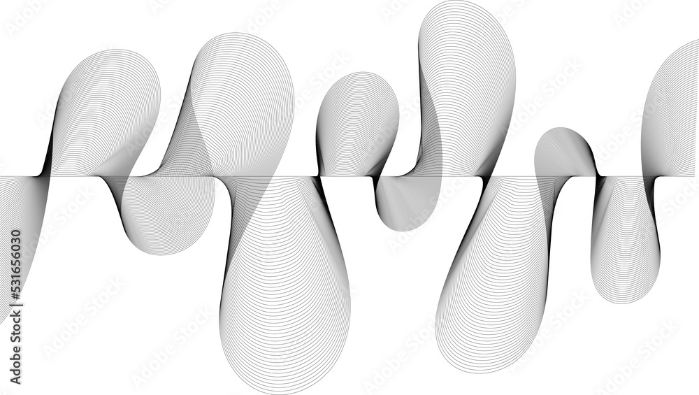 Abstract sound wave. Black wavy lines. Isolated png illustration ...