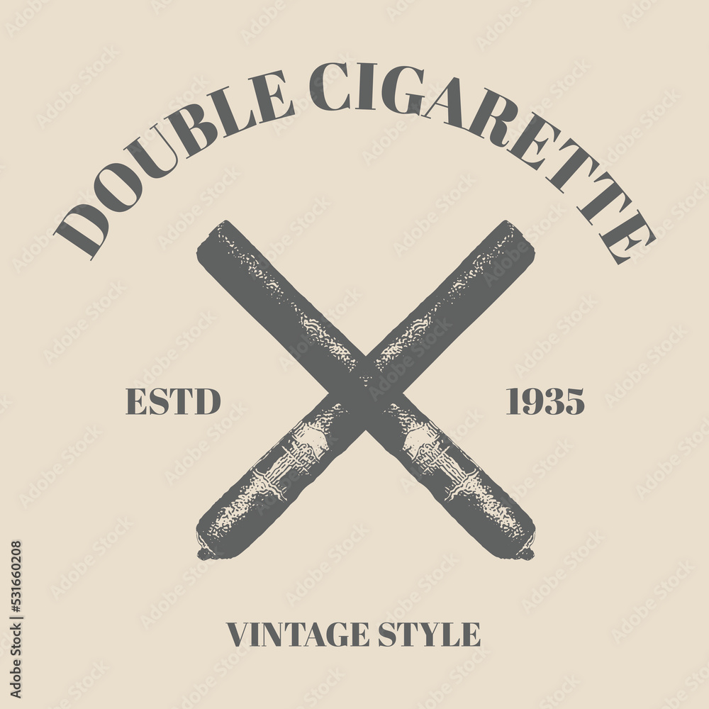 Logo Cross Smoking cigarette. Vector illustration in sketch style ...