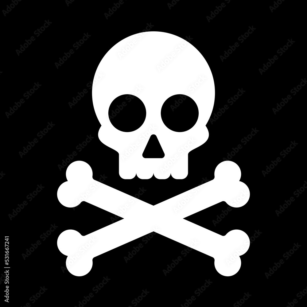 skull and cross bones logo icon flat vector illustration clipart Stock ...