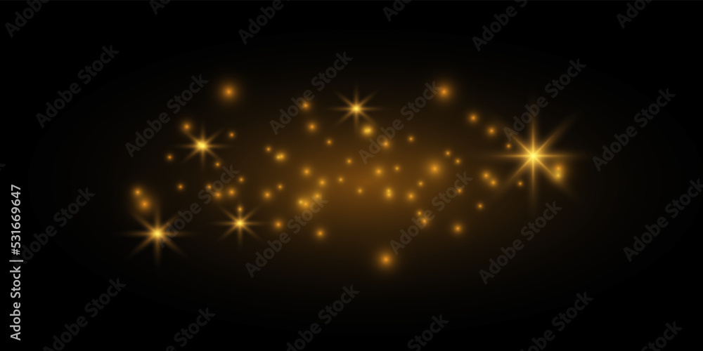 Bright explosion of a star, a fiery beam of light exploded with sparks ...