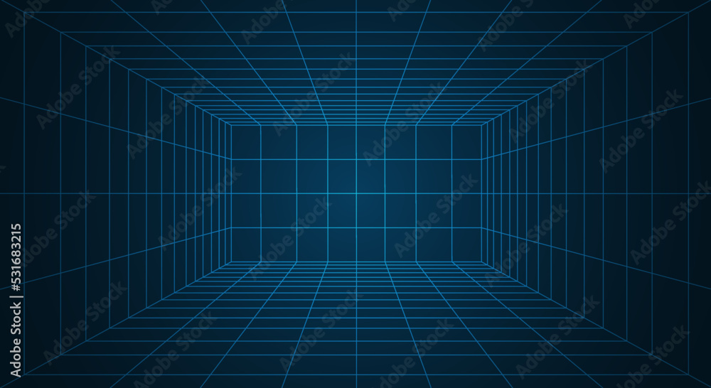 Photo Futuristic 3D wireframe room, natrot | Posters, tableaux et ...