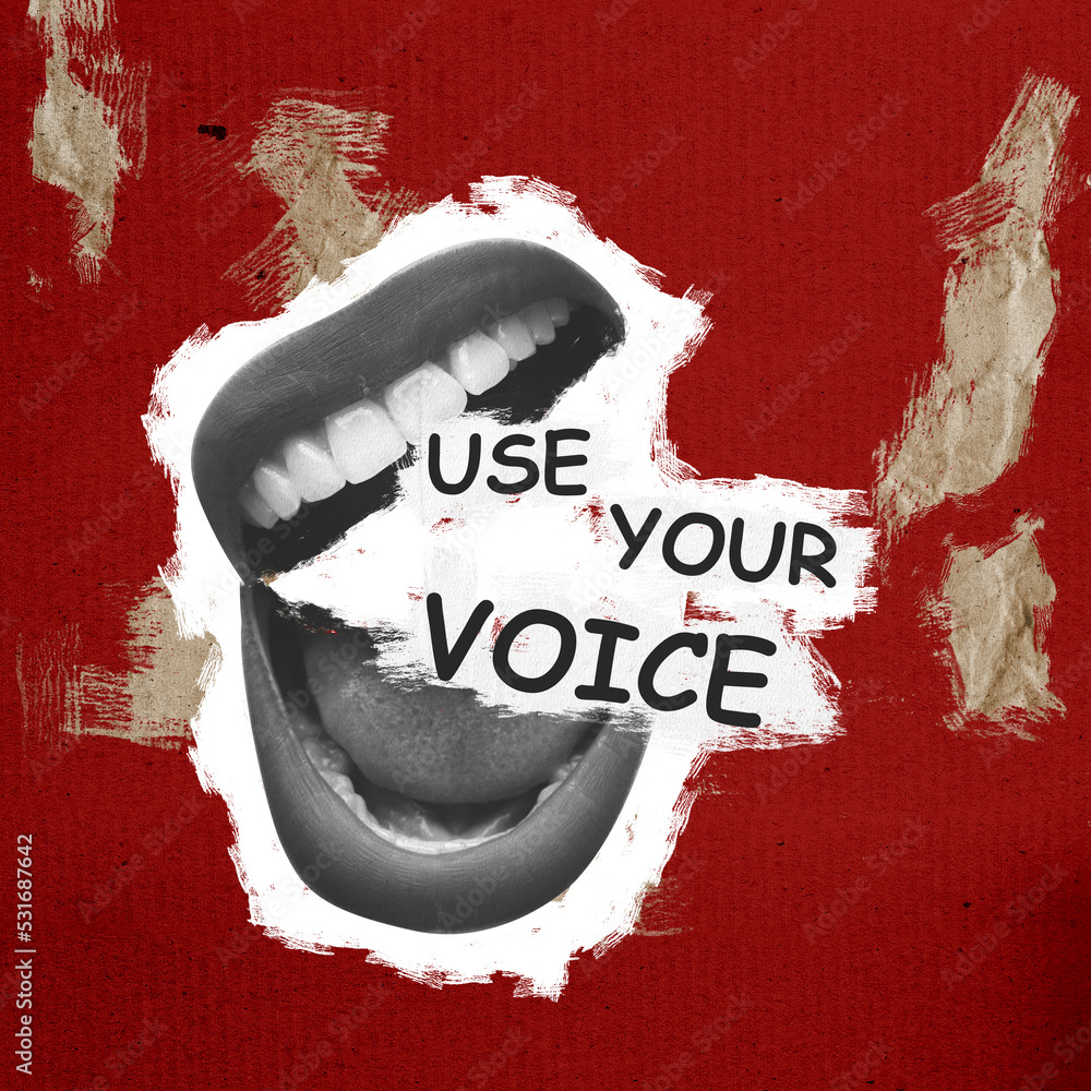 Protection of women's rights. Contemporary art collage. Surrealism ...