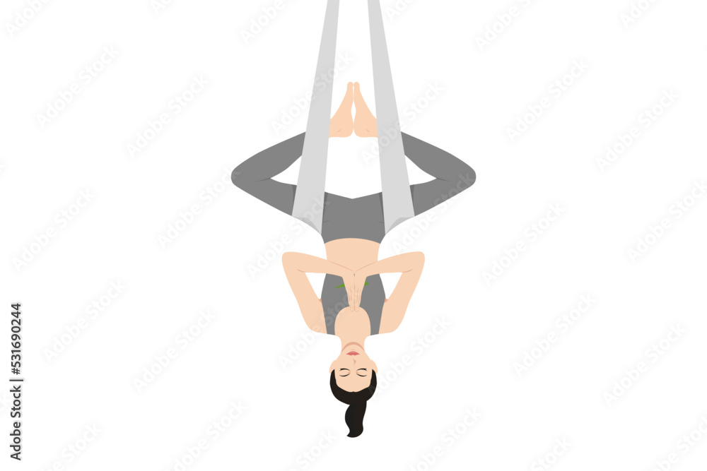 Half Bound Angle Pose Inverted Aerial, Ardha Baddha Konasana Viparita ...