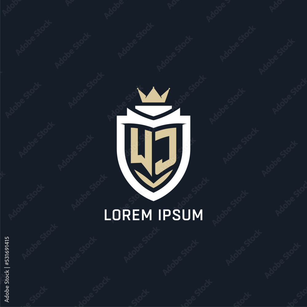 Initial letter WJ shield and crown logo style, esport team logo design inspiration Stock Vector ...