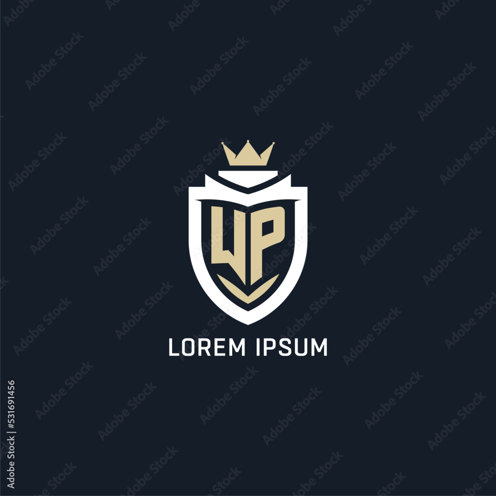 Initial letter WP shield and crown logo style, esport team logo design inspiration Stock Vector ...