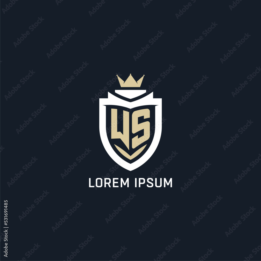 Initial letter WS shield and crown logo style, esport team logo design ...