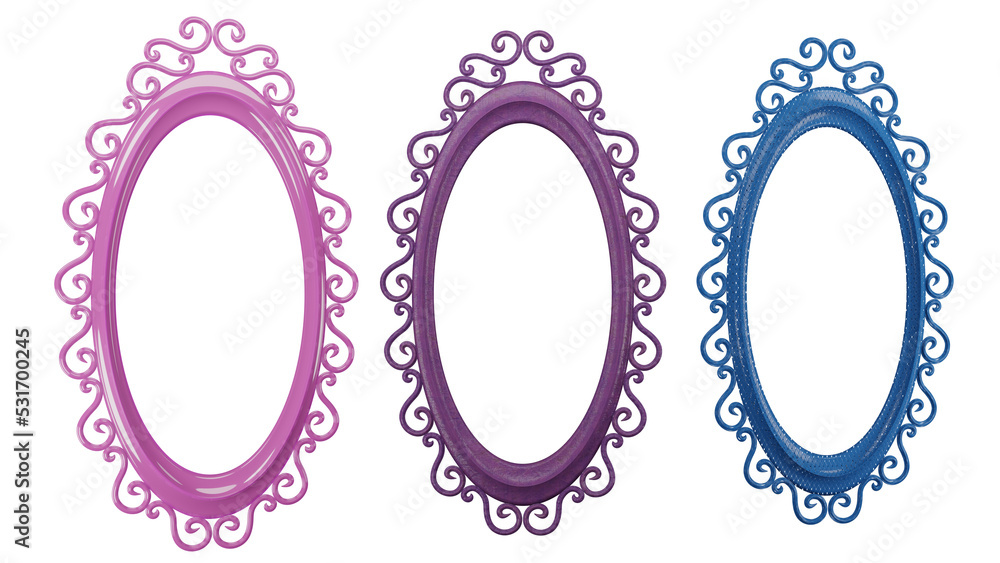 3d model oval plastic openwork frame on transparent background Stock ...