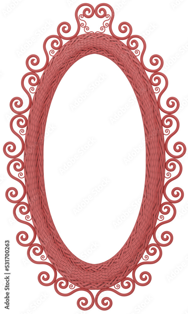 3d model oval plastic openwork frame on transparent background Stock ...