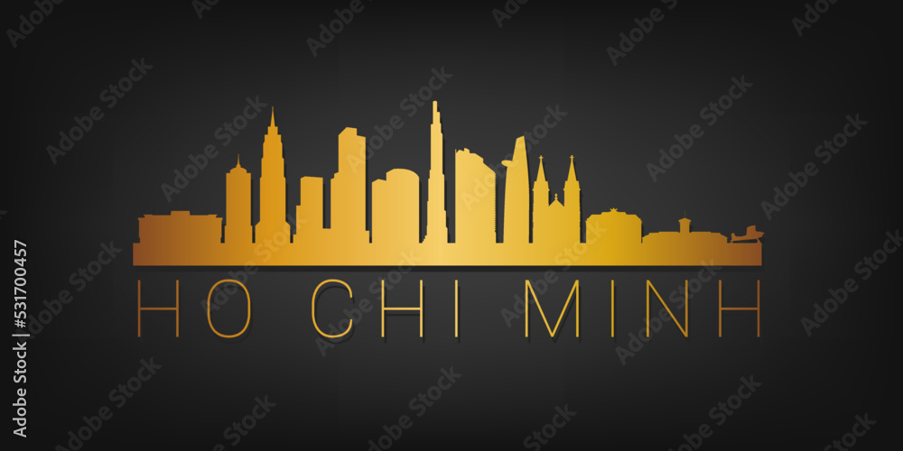Ho Chi Minh City, Vietnam Gold Skyline City Silhouette Vector. Golden ...