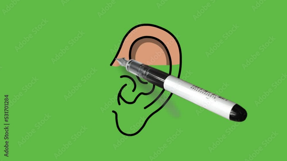 Draw body part of human ear with brown light and dark color combination ...