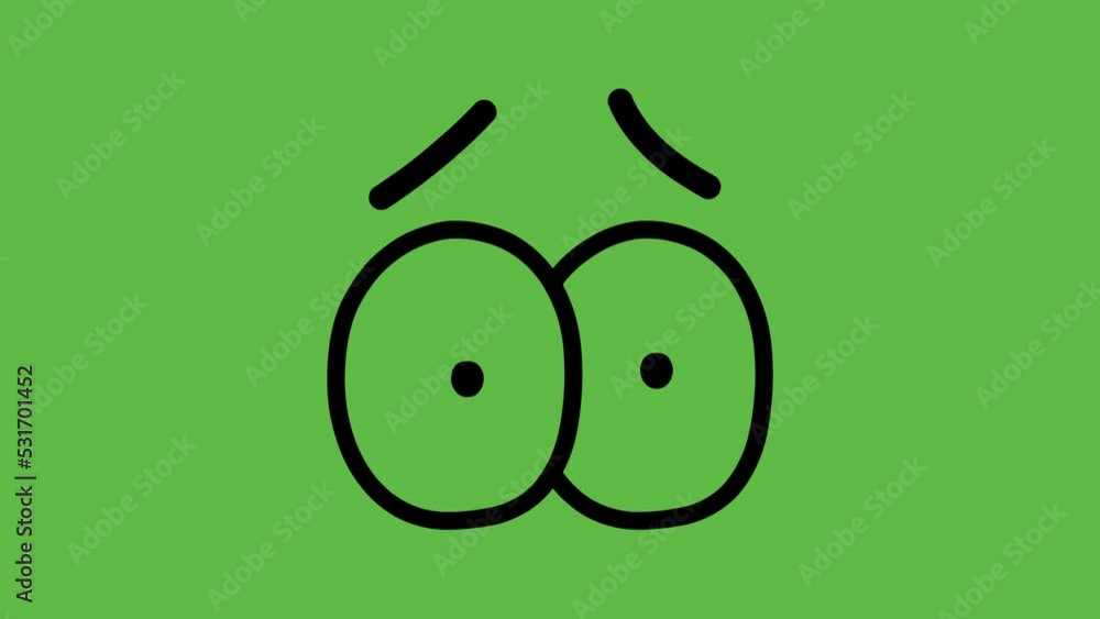 Draw cartoon eyes in round shape with small black eye balls with black ...