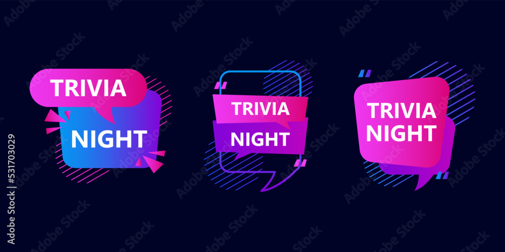 Trivia night label for promo design. trivia night labels, stickers or ...