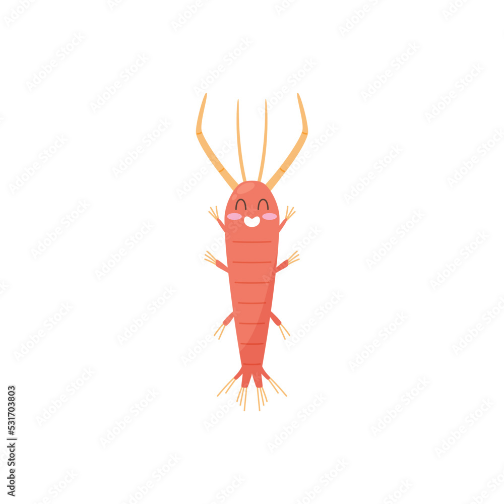 Cute smiling zooplankton, flat vector illustration isolated on white ...