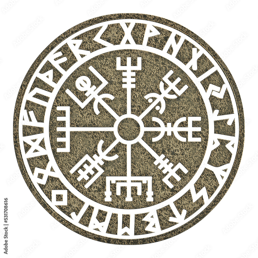 Vegvisir, viking symbol, Futhark runes circle, protection amulet, Norse ...