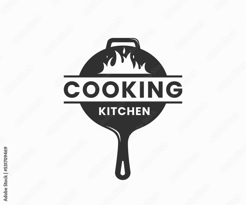 Old Skillet Cast Iron Pan Logo. Classic Restaurant Kitchen Logo ...