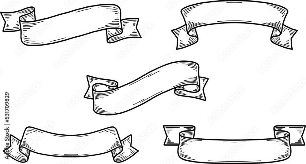 Vintage ribbons with antique flourishes. Vector set. Collection of ...