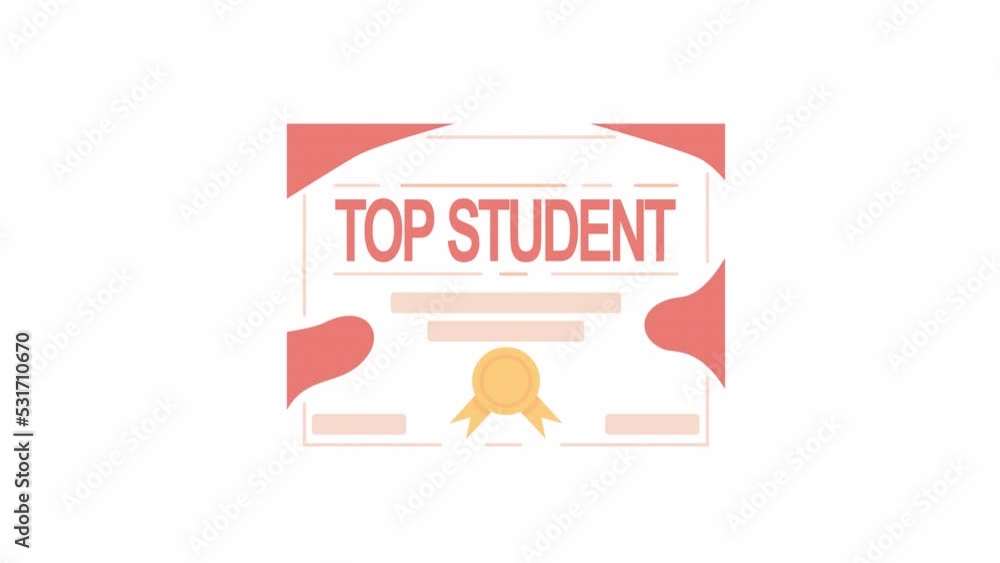 Animated top student diploma object. Full sized flat element 4k video ...