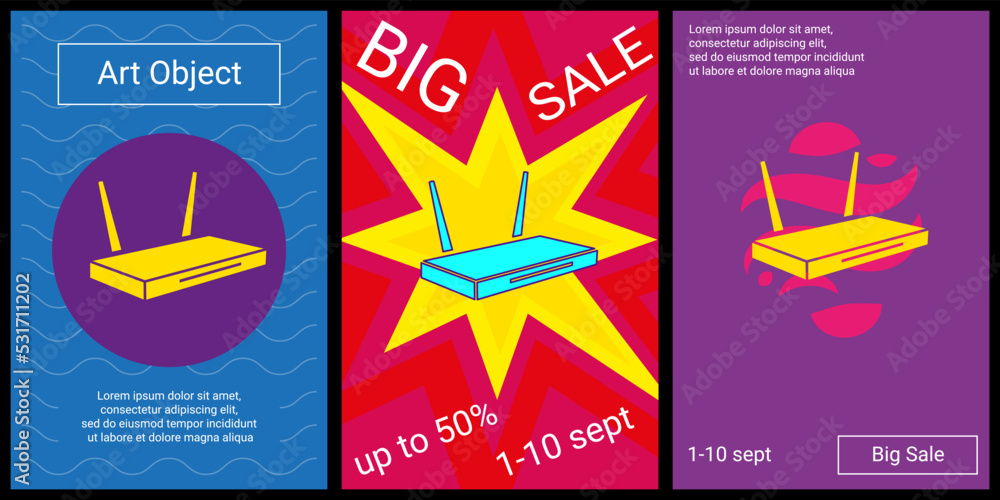 Vecteur Stock Trendy retro posters for organizing sales and other ...