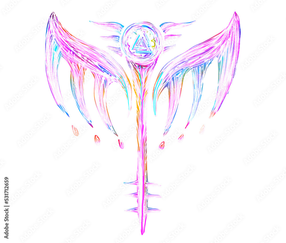 Valkyrie symbol with Odins Valknut, Norse mythology, isolated Stock ...