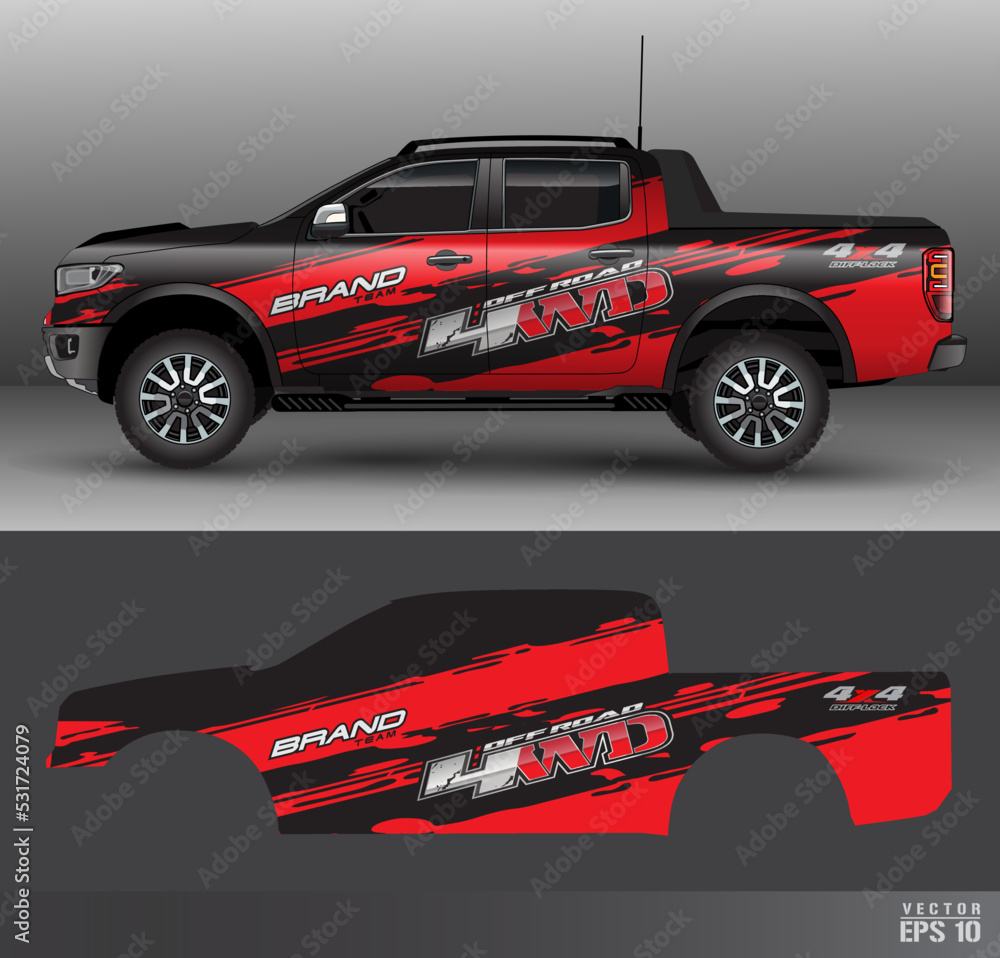 Racing truck wrap design vector. Graphic abstract stripe racing ...