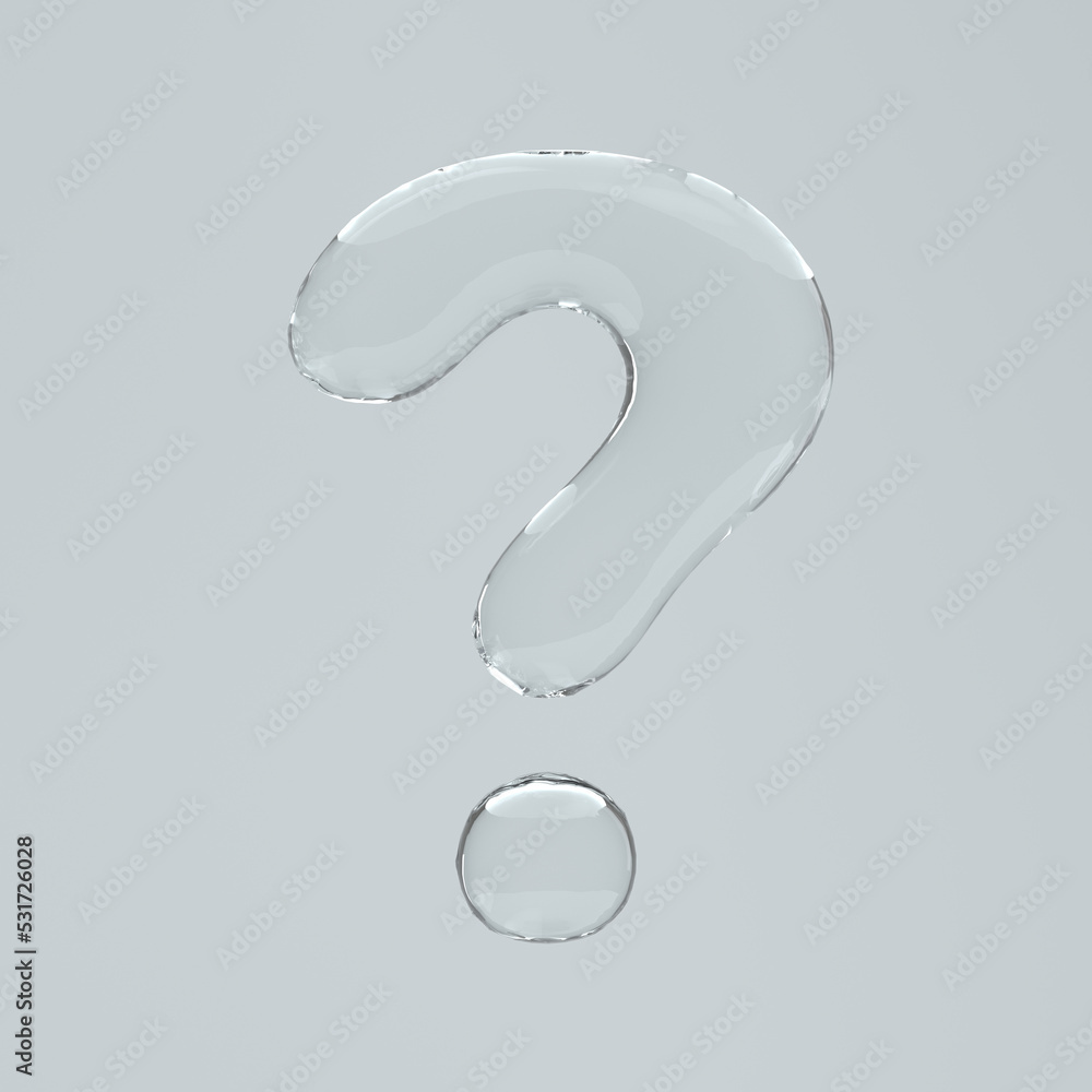 Water typeface with transparent pattern question mark of a latin font ...