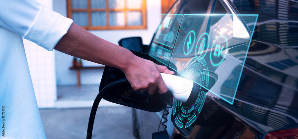 Electric Car EV battery charging ui display charging station charging ...