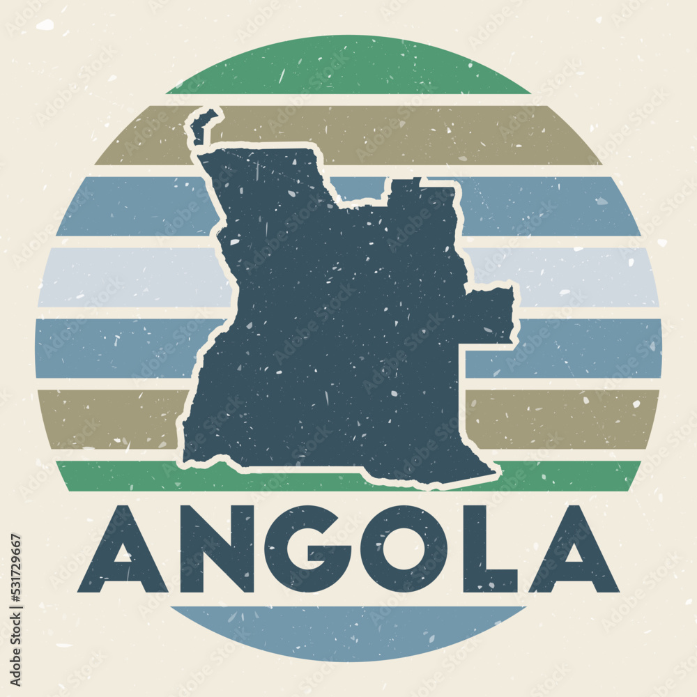 Angola logo. Sign with the map of country and colored stripes, vector ...