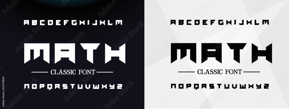MATH Sports minimal tech font letter set. Luxury vector typeface for ...