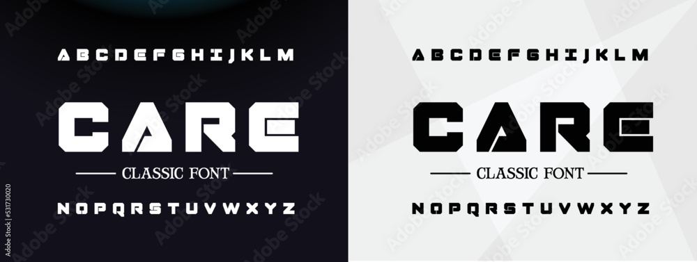 CARE Sports minimal tech font letter set. Luxury vector typeface for ...
