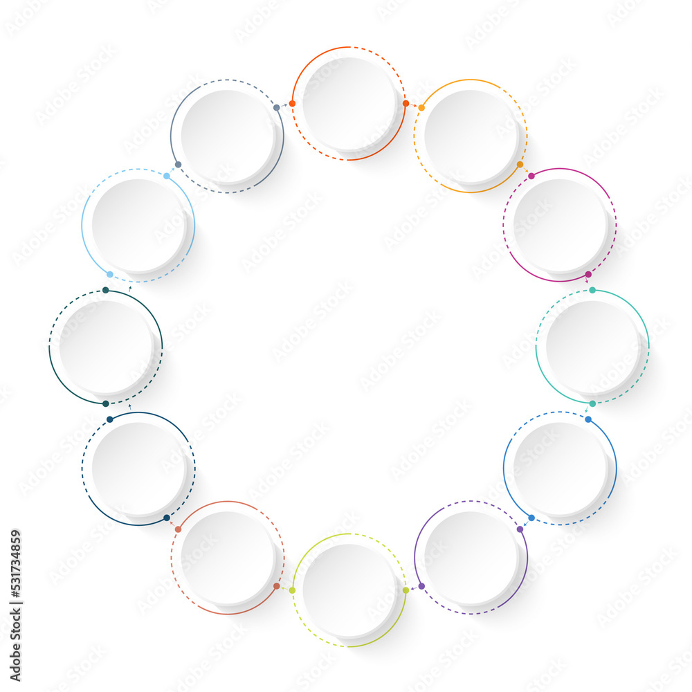 Basic circle infographic with 12 steps, process or options. Stock ...