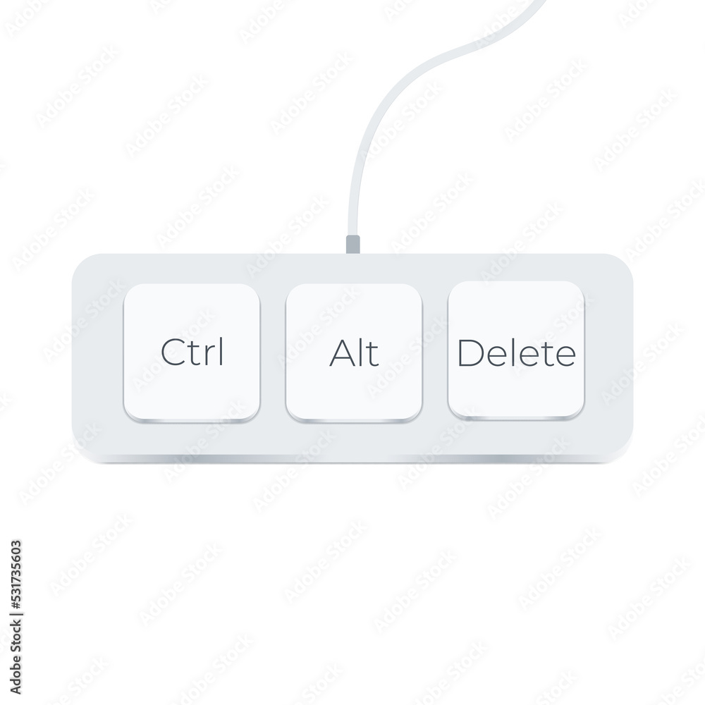Ctrl, Alt and Del on white background. flat style. keyboard shortcut ...