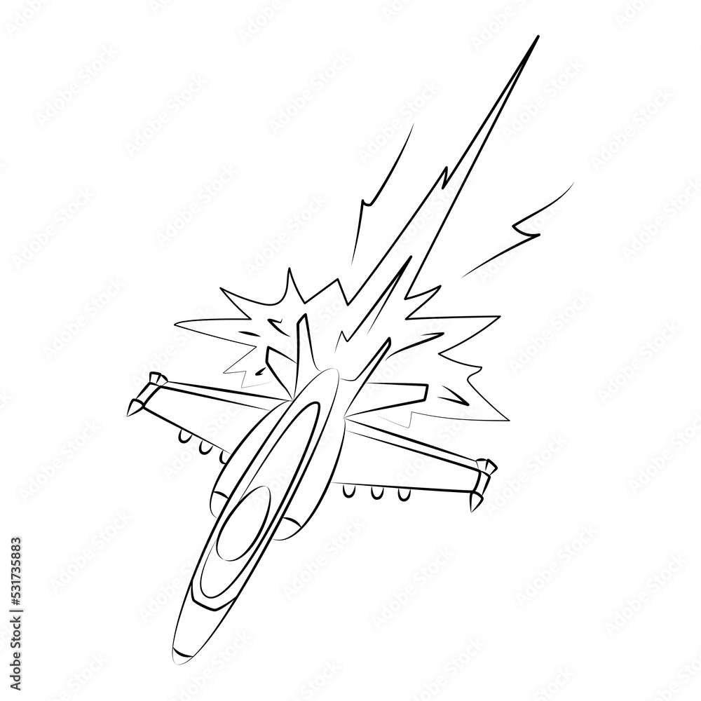 Fighter, military airplane. Jet aircraft at moment of transition to ...