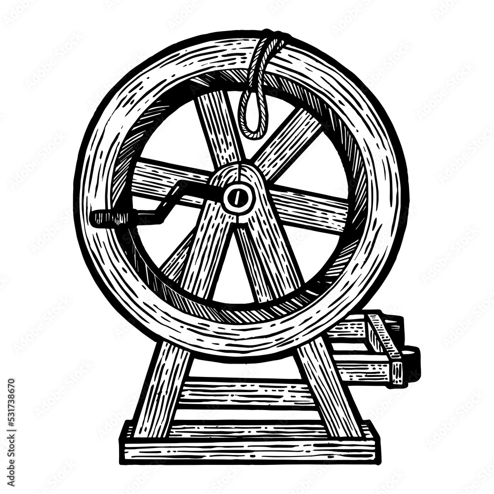 Breaking wheel torture device sketch PNG illustration with transparent ...