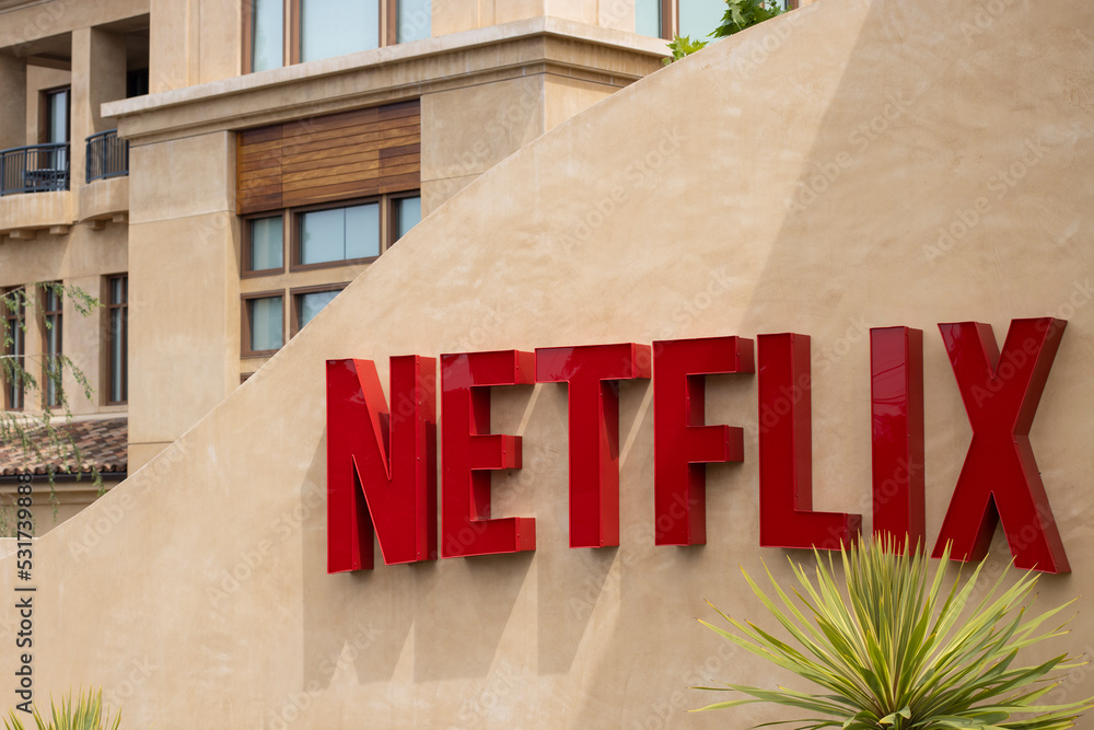 Los Gatos, CA, USA - May 5, 2022: Closeup of the Netflix logo seen at ...