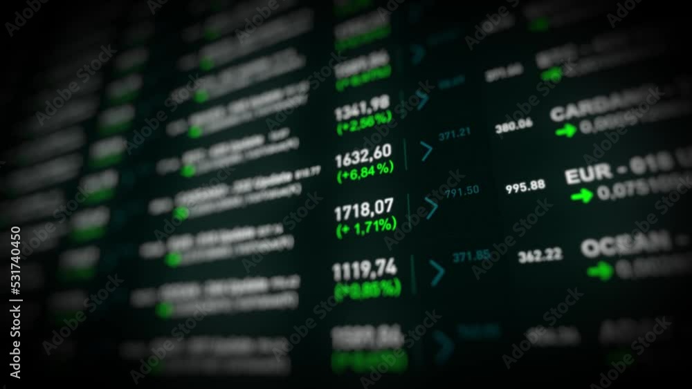 Stock Market And Exchange Board Background/ 4k animation of a business ...