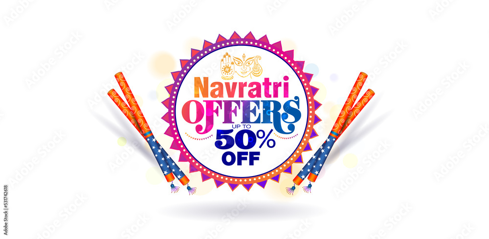 Navratri sale offer banner design. Indian hindu festival background of ...