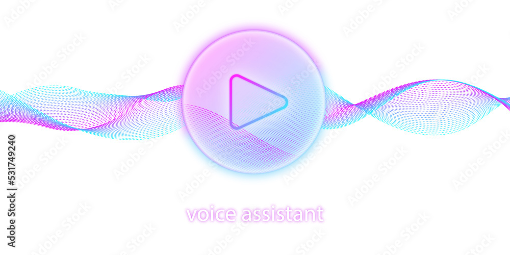 Personal assistant. Voice recognition. Artificial intelligence concept. Sound wave with ...