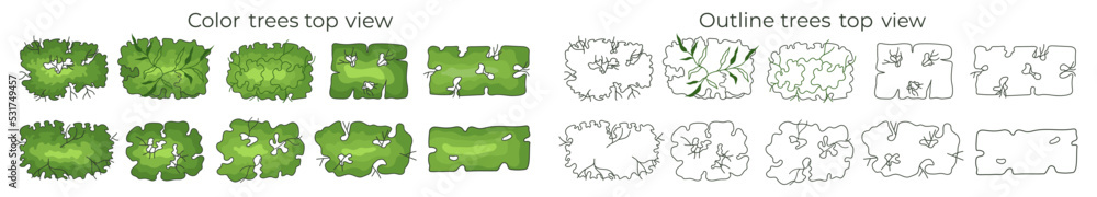 Tree for architectural floor plans. Entourage design. Various trees ...
