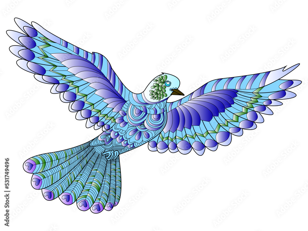 Dove color for adults blue vector illustration. Anti-stress color for ...